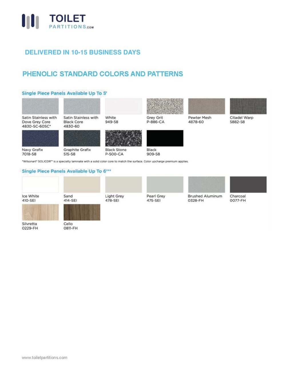 Colors and Finishes - Toilet Partitions