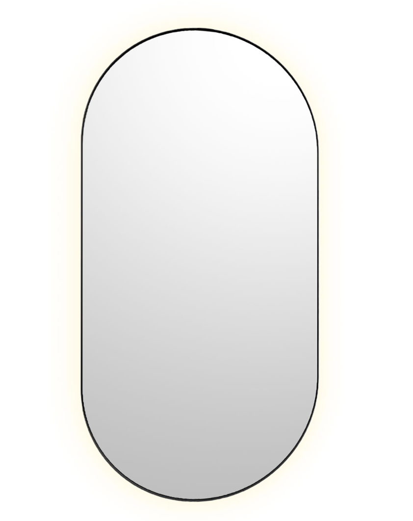 Bobrick B-104 2448.MBLK Pill Shaped Backlit LED Mirror - Matte Black ...